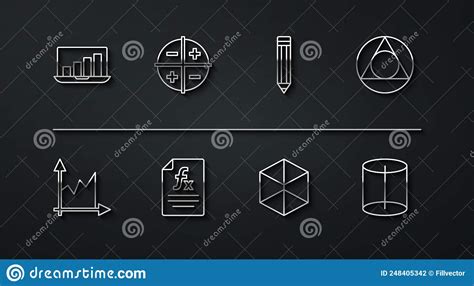 Set Line Laptop With Graph Chart Graph Schedule Chart Diagram Triangle Math Geometric