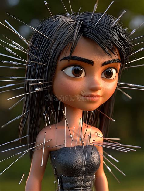 Stylized Female Character With Unique Hair Design Stock Illustration Illustration Of