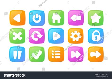 Ui Buttons Game Set Collection Menu Stock Vector Royalty Free
