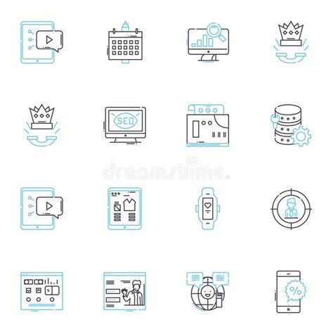 Digital Marketing Linear Icons Set Seo Sem Content Analytics Social Mobile Email Line
