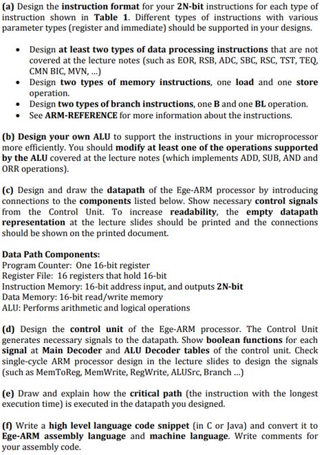 Solved 2 Design A Simple Microprocessor Called Ege Arm