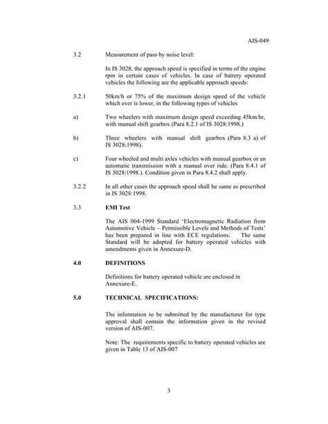 Ais 049 Cmvr Type Approval For Battery Oprated Vehicles Pdf