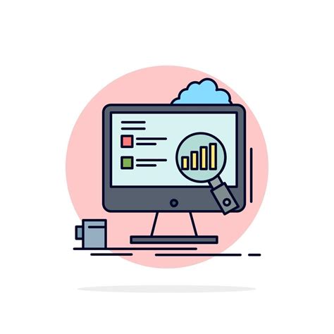 Analytics Board Presentation Laptop Statistics Flat Color Icon Vector 19106981 Vector Art At