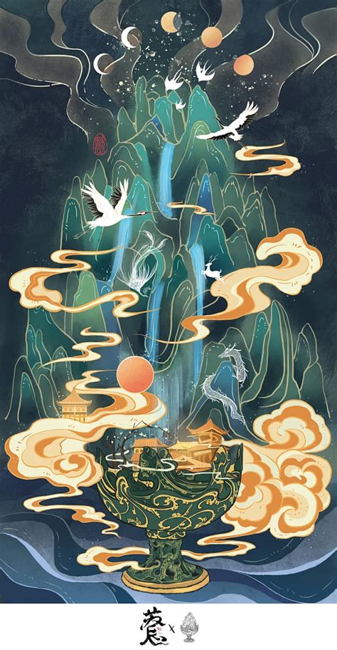 国家宝藏 西汉错金铜博山炉苏辰cs插画师作品涂鸦王国 花瓣网