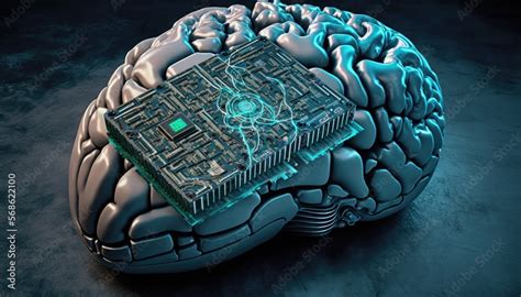 Human Cyborg Brain Being Used With Computer Chip For Ai And Enhanced Computational Performance