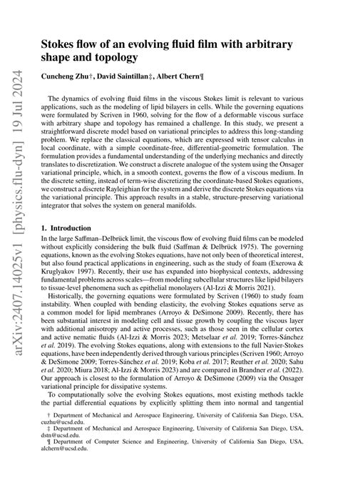 Pdf Stokes Flow Of An Evolving Fluid Film With Arbitrary Shape And
