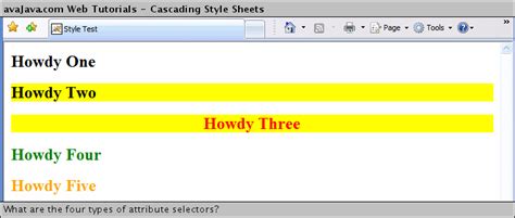 what are the four types of attribute selectors web tutorials