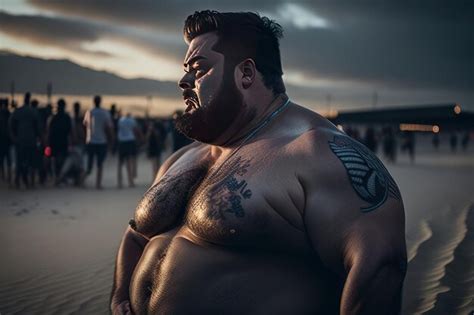 Premium AI Image Man Walking On The Beach By Day Generative AI