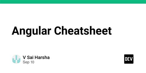 Angular Cheatsheet Dev Community