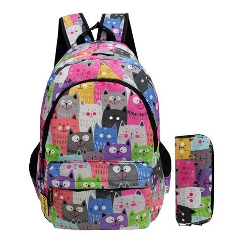 خرید و قیمت کیف مدرسه دخترانه مدل گربه با جامدادی برند رسپینا از غرفه مد بگ تولیدی کیف و کوله