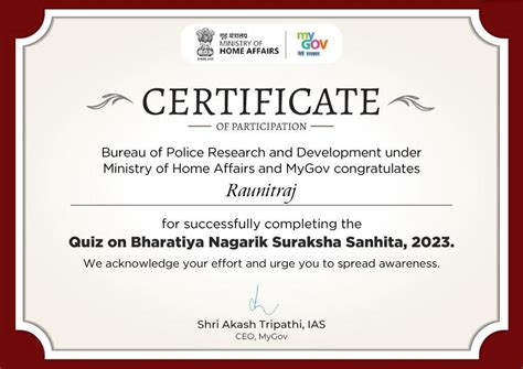 Raunit Raj On Linkedin Mygov Certificate Latepost