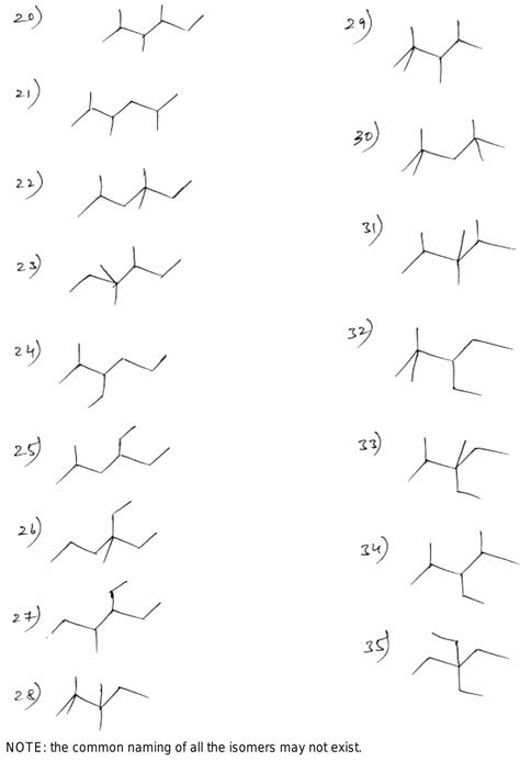 Octane Isomers Structural Formulas