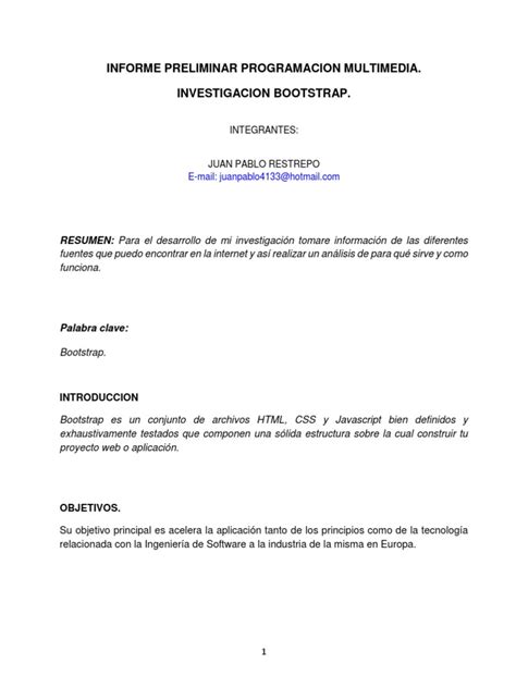 informe bootstrap pdf bootstrap marco frontal hojas de estilo en cascada