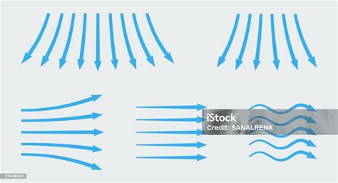 기류 공기 이동 아이콘 세트의 방향을 나타내는 파란색 화살표입니다 풍향 화살표 푸른 차가운 신선한 공기 흐름 기호입니다 여과에 대한 스톡 벡터 아트 및 기타 이미지 Istock