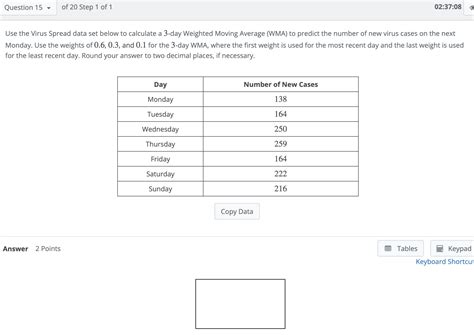 solved use the virus spread data set below to calculate a