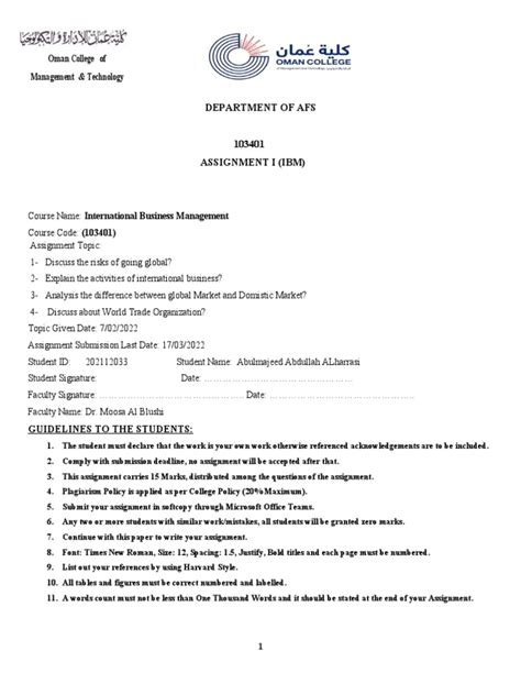 Assignment Of Ibm Pdf World Trade Organization Marketing