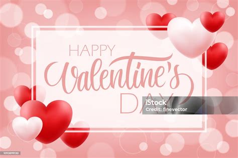행복 한 발렌타인 및 빨강 핑크 하트 레터링 손으로 발렌타인 로맨틱 배경 2 월 14 일 휴가 인사말 0명에 대한 스톡 벡터 아트 및 기타 이미지 Istock
