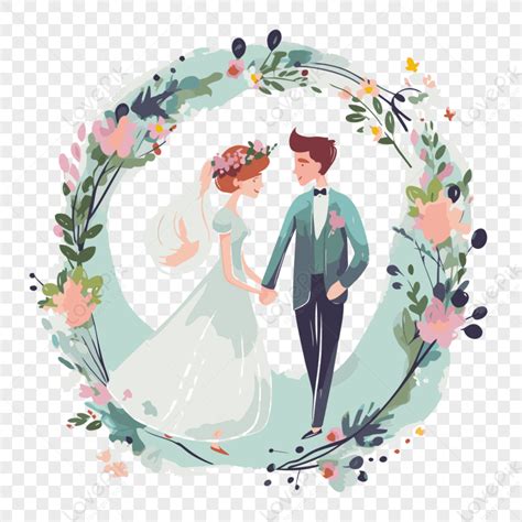 화환 만화를 들고 웨딩 커플 투명 웨딩 클립 아트 벡터 Png 일러스트 무료 다운로드 Lovepik