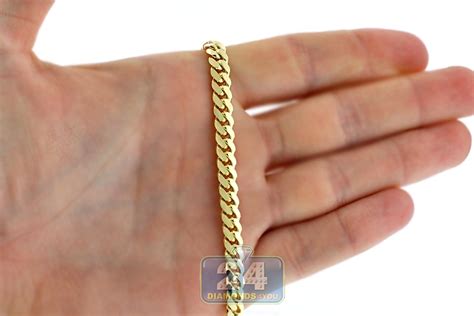 Italian 10k Yellow Gold Solid Miami Cuban Link Mens Chain 6 Mm