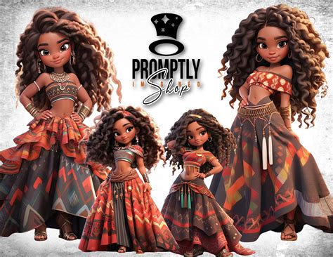 African Chibi Queen Clipart Bundle Bohemian Chibi Digital Art Ethnic