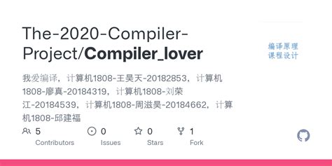 GitHub The Compiler Project Compiler lover 我爱编译计算机 王昊天 计算机 廖真