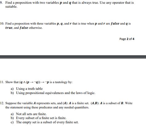 Solved Find A Proposition With Two Variables P And Q That Chegg