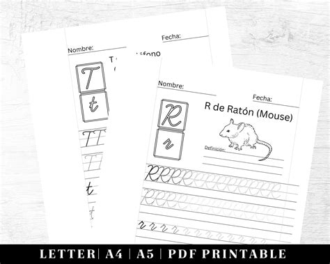 Spanish Cursive Handwriting Practice Worksheets Printable Neat