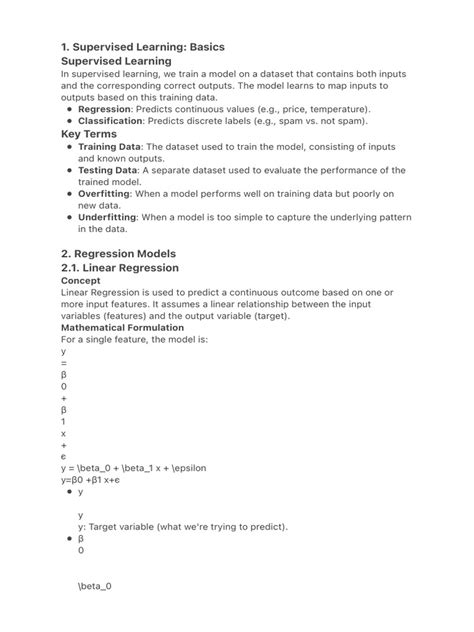 1 Supervised Learning Basics 1 Pdf