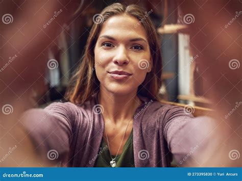 This Is Me An Attractive Young Woman Taking A Selfie In A Store Stock