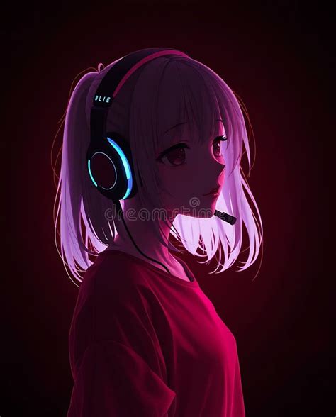 Anime Girl In Headphones Stock Image Image Of Hair 390167823