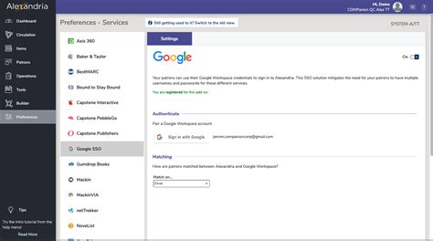 Google SSO Alexandria