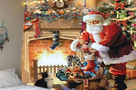 패브릭포스터·그림 해외 벽난로h 크리스마스 성탄절 패브릭포스터 초대형 사이즈 오늘의집 쇼핑