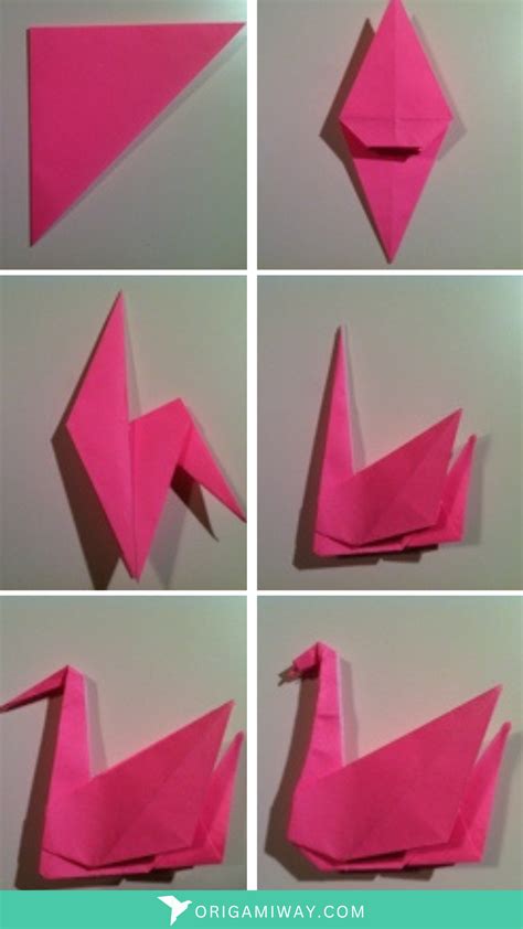 An Origami Pink Paper Swam Origami Paper Swan Origami Bird Origami