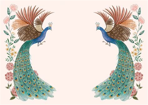 Peacocks And Flowers Wedding Invitation Template Greetings Island Indian Wedding Invitation