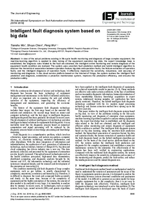 Pdf Intelligent Fault Diagnosis System Based On Big Data