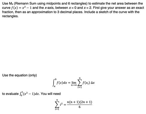 Solved Use M Riemann Sum Using Midpoints And Chegg Com