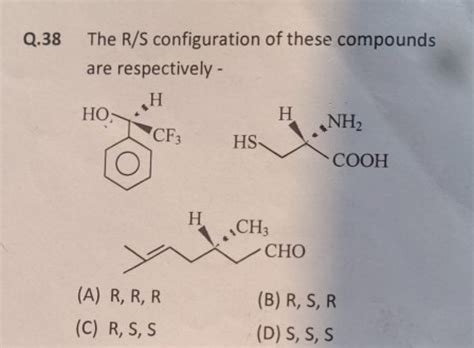 Q The R S Configuration Of These Compounds Are Respectively NC HC