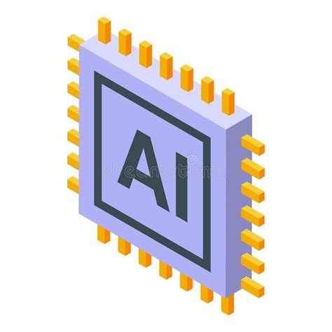 Isometric Ai Chip Icon Design Stock Illustration Illustration Of