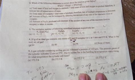 The Oxidation Number Of Following Underlined Elements Respectively Are