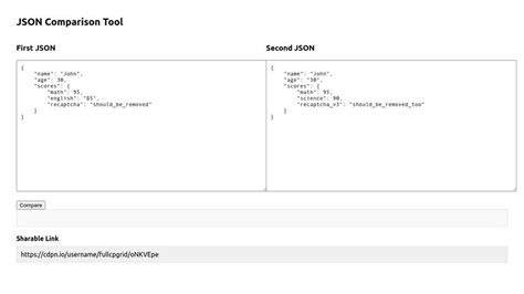 Json Comparison Tool
