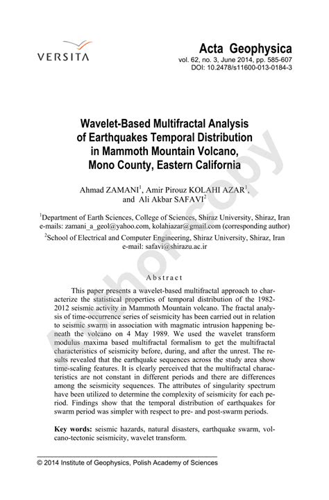 Pdf Wavelet Based Multifractal Analysis Of Earthquakes Temporal