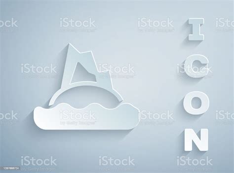 종이 회색 배경에 고립 된 바다 아이콘에 열대 섬을 잘라 바다와 야자수가 있는 풍경 여행 종이 아트 스타일 벡터 0명에 대한 스톡 벡터 아트 및 기타 이미지 Istock