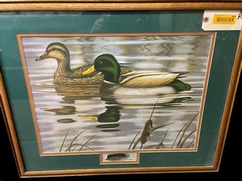 Mallard Duck Art Print With A Real Duck Feather Proxibid