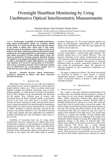 Pdf Overnight Heartbeat Monitoring By Using Unobtrusive Optical Interferometric Measurements