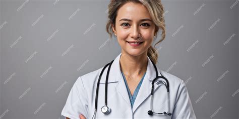 Premium Ai Image Portrait Of Smiling Doctor In White Uniform Standing
