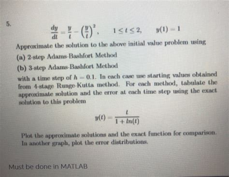 Solved Must Be Done In Matlab Cannot Be Worked Out By Hand