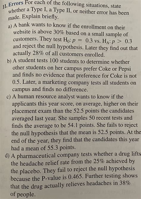 Solved Errors For Each Of The Following Situations Chegg