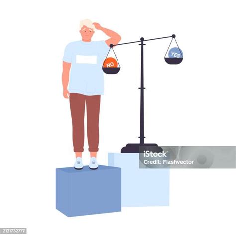 균형 저울에 대한 예와 아니오의 대답을 생각하는 의심하는 사람 경외감에 대한 스톡 벡터 아트 및 기타 이미지 경외감 개념 결정 Istock