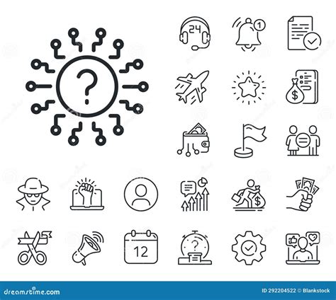 Question Mark Line Icon Quiz Chat Bubble Sign Salaryman Gender Equality And Alert Bell