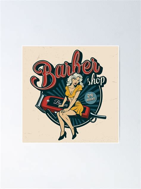 Poster Barber Shop Pin Up Retro Poster For Sale By Pinup King Redbubble